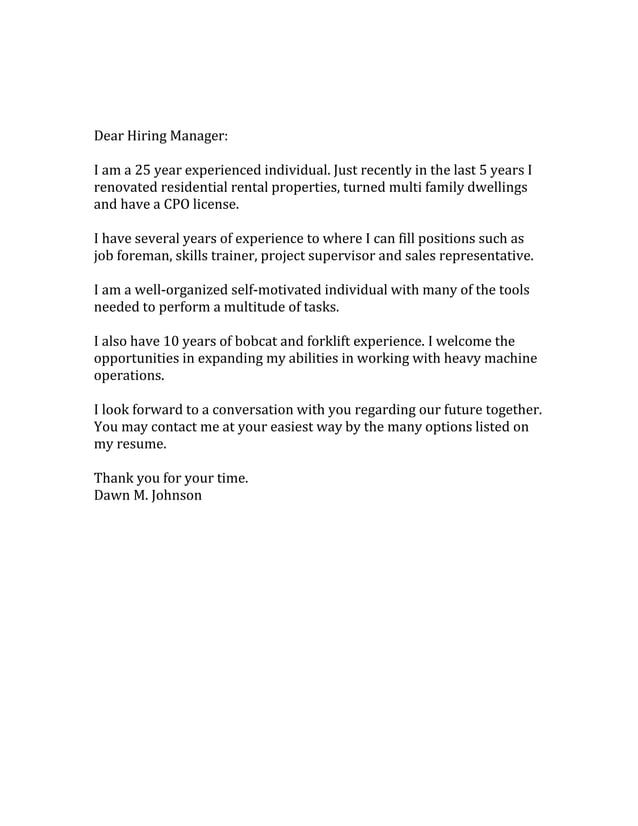 Dear Hiring Manager 15 Dear Hiring Manager 15
