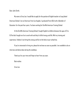 Dear john smith (edited letter) | DOCX | Primary Education | Education