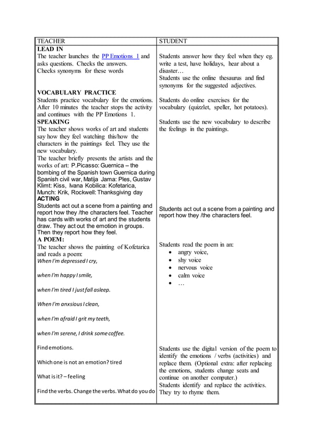 Dear lesson plan feelings 1 | PDF