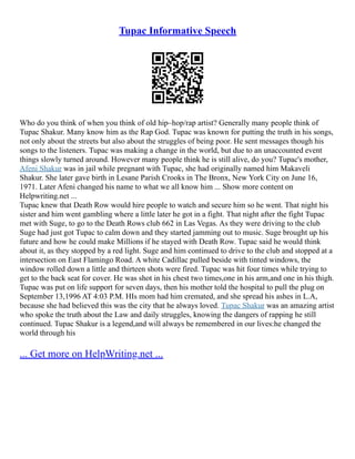 Dear Mama By Tupac Analysis | PDF