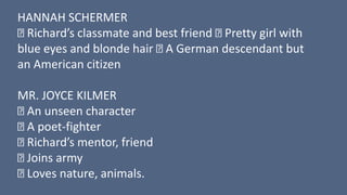 Dear mr kilmer events n characters | PPTX