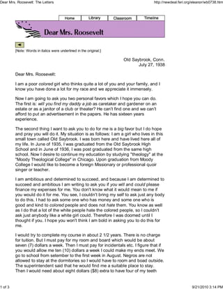 Dear Mrs. Roosevelt | PDF