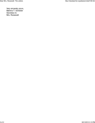 Dear Mrs. Roosevelt | PDF