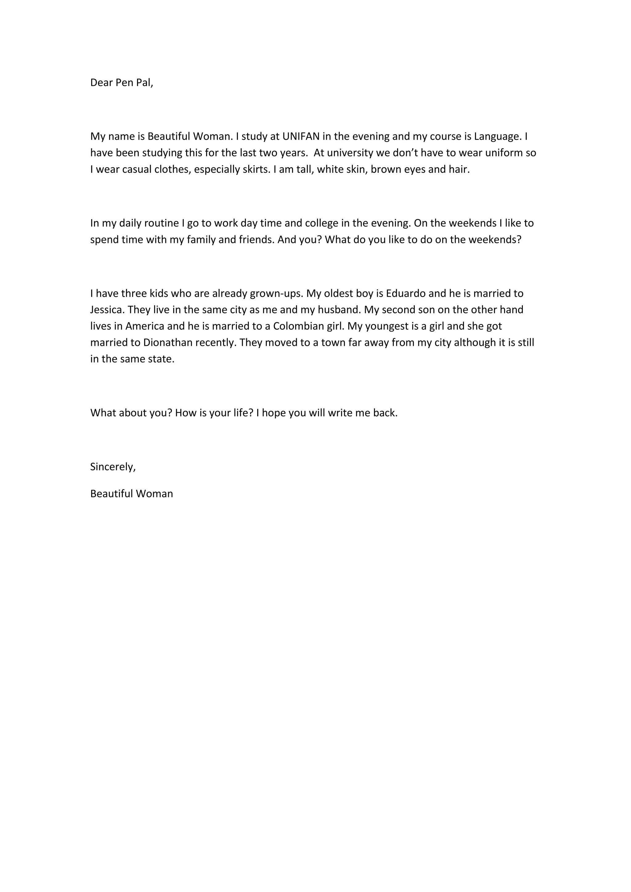 Dear pen pal carta | PDF