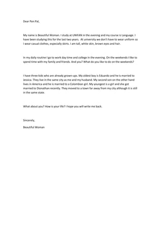 Dear pen pal carta | PDF