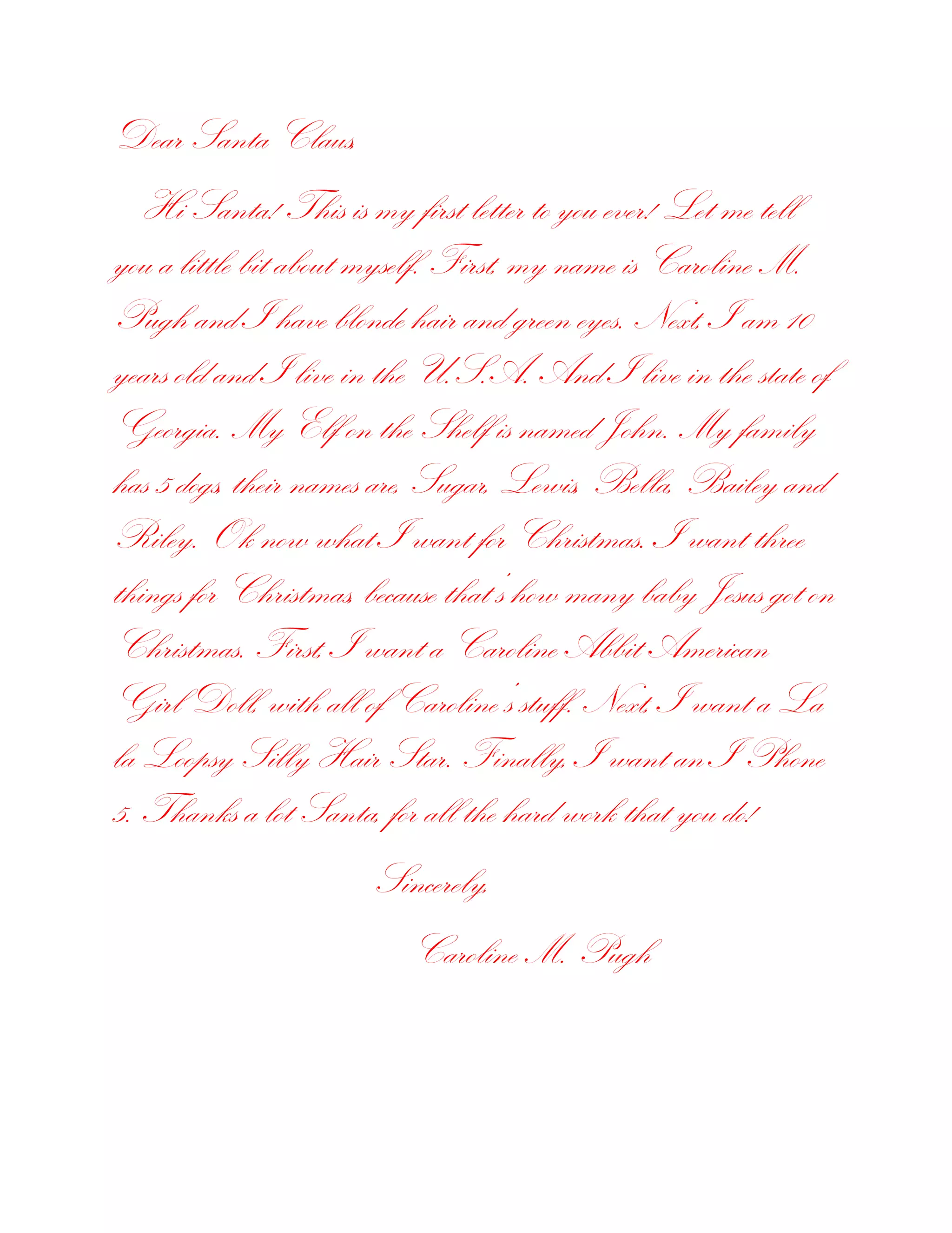 Dear santa claus | DOCX