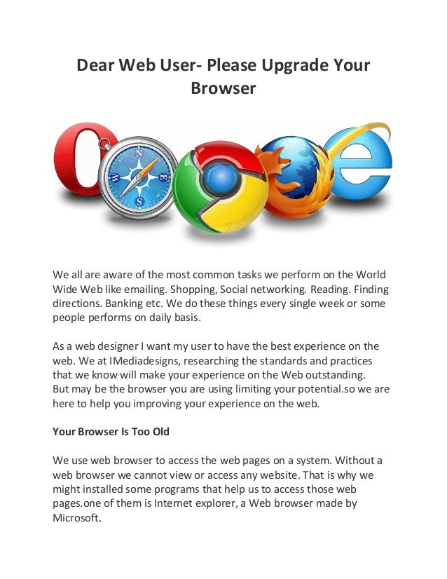 Dear Web User Please Upgrade Your Browser