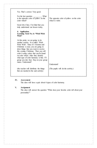 Deatailed Lesson Plan in Arts Color Harmony | DOCX