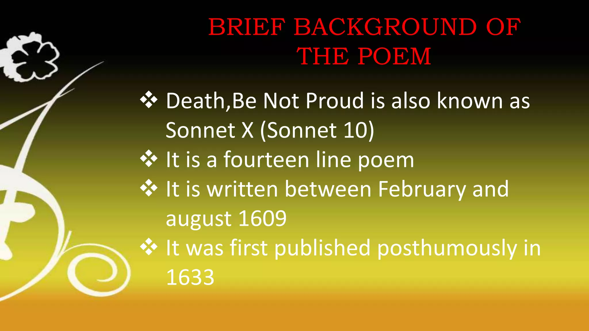 Death, Be Not Proud By John Donne | PPTX