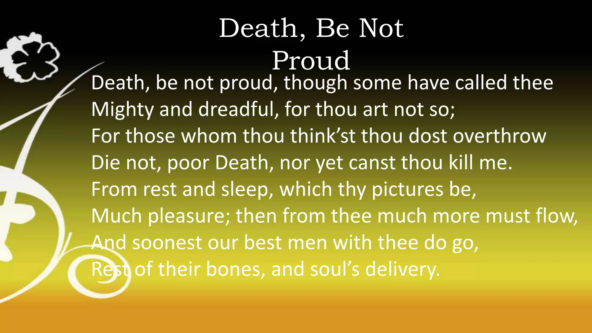 Death, Be Not Proud By John Donne | PPTX