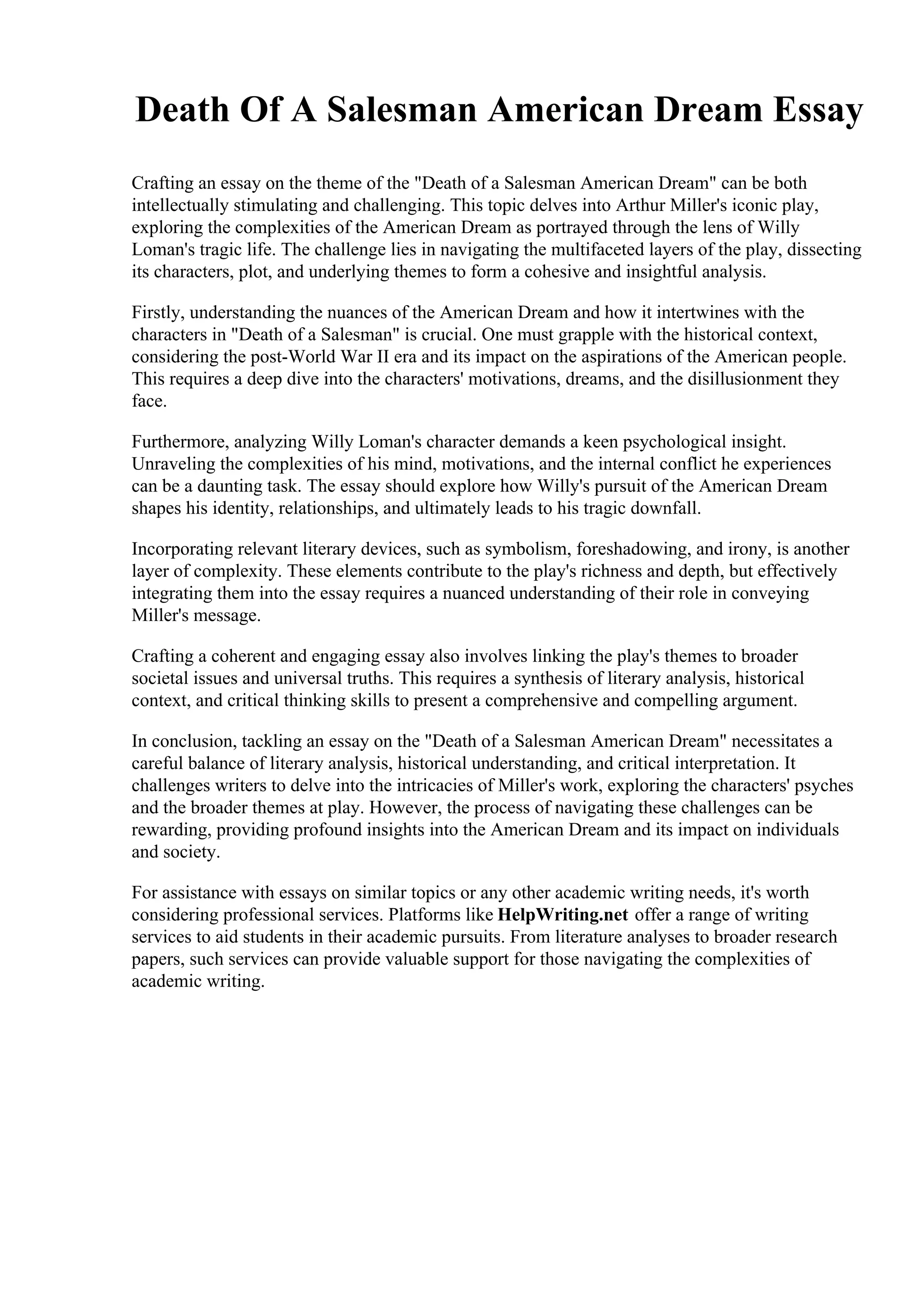 Death Of A Salesman American Dream Essay.pdf