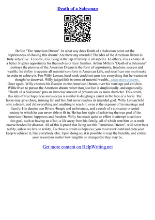Death Of A Salesman Essays | PDF
