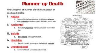 Notes on autopsies and types of death from forensics | PPTX
