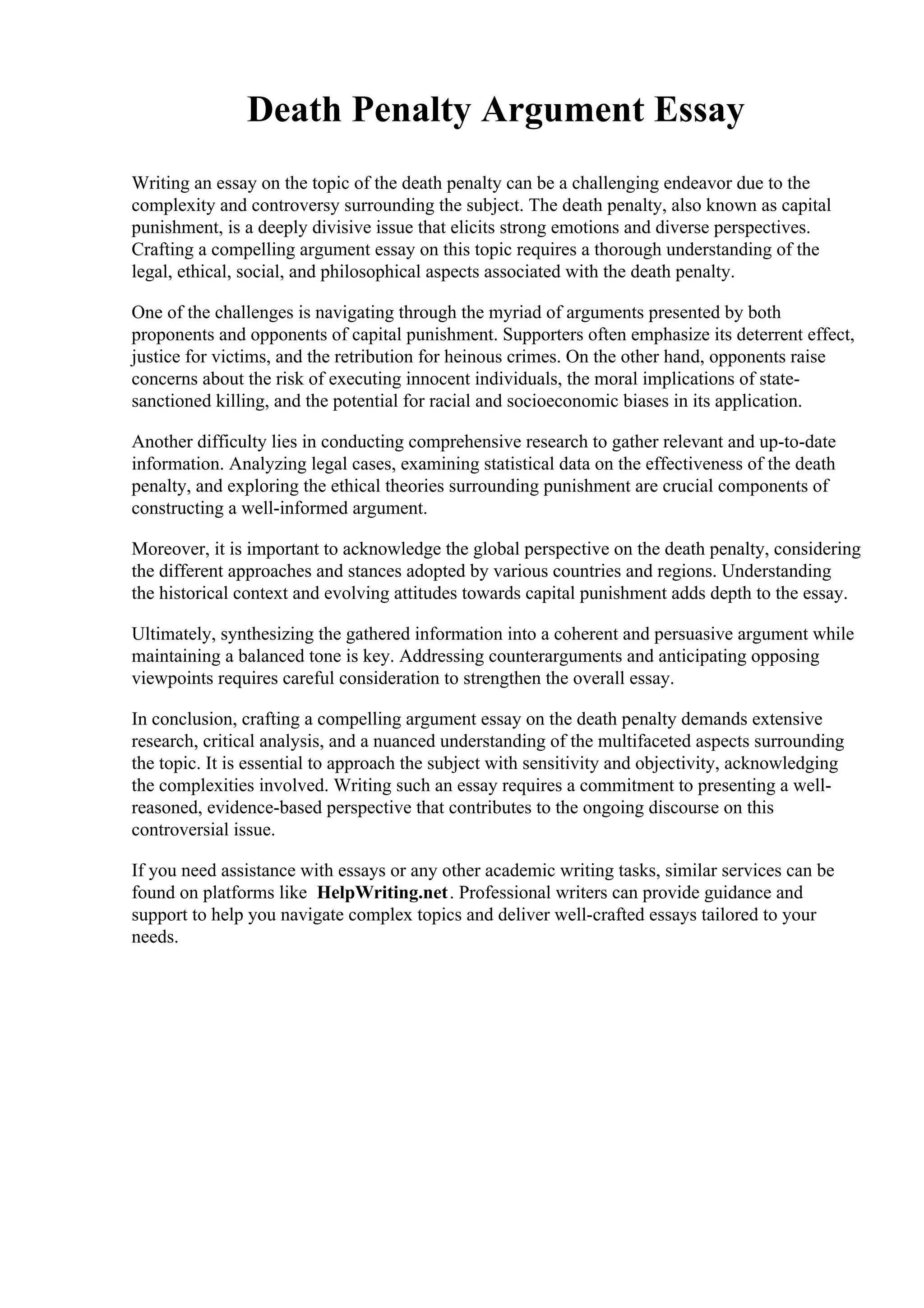 Death Penalty Argument Essay | PDF