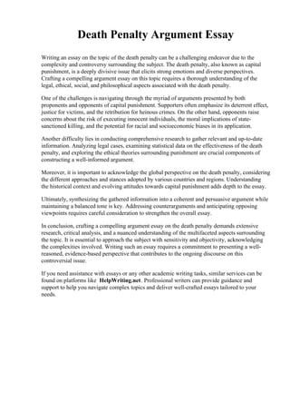Death Penalty Argument Essay | PDF