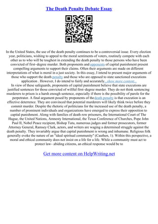 Death Penalty Debate Essay | PDF
