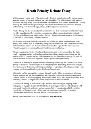 Death Penalty Debate Essay | PDF