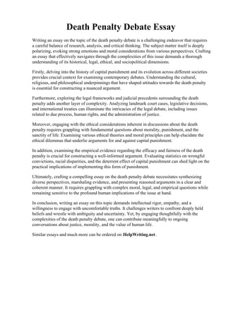 Death Penalty Debate Essay | PDF