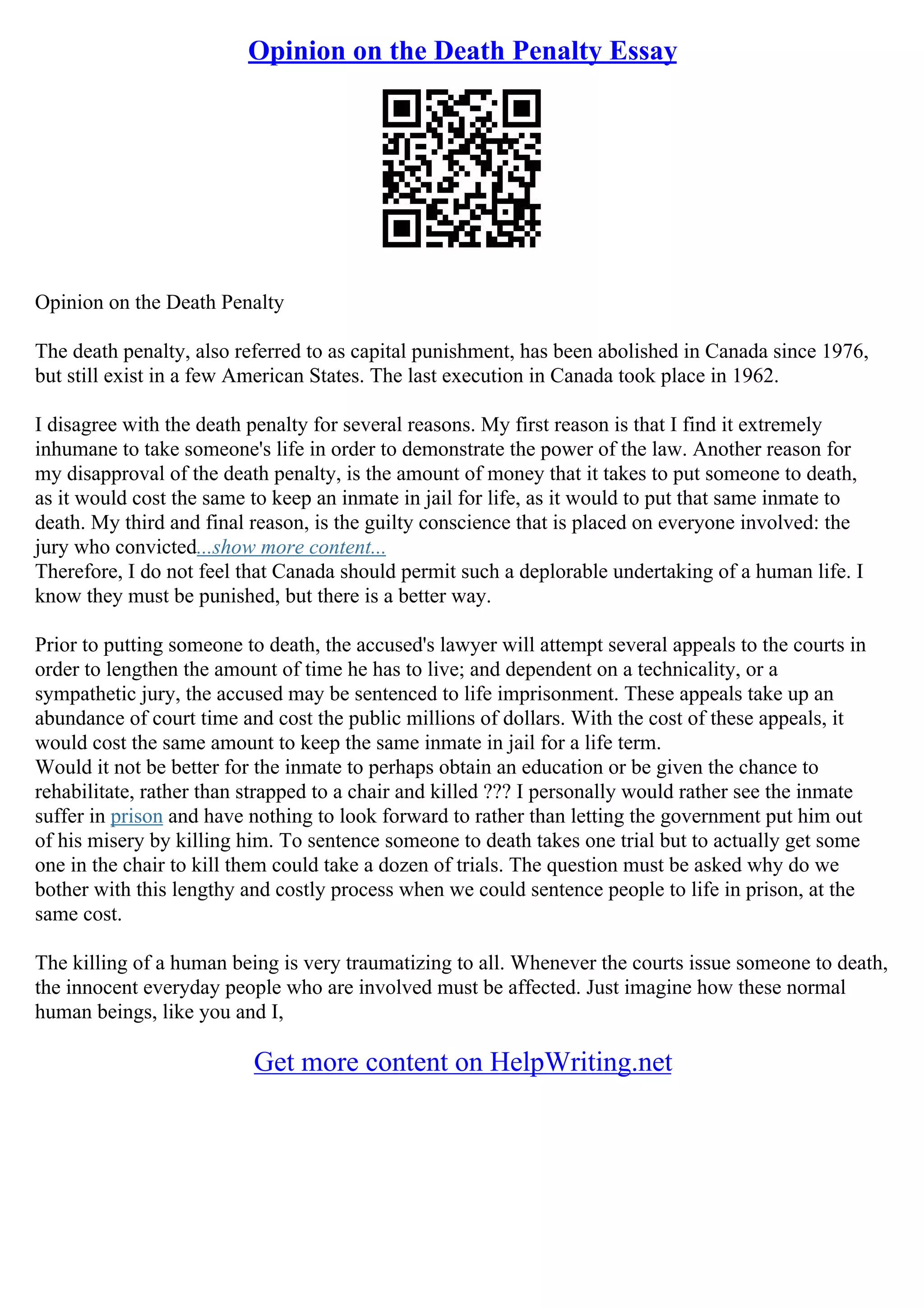Death Penalty Essay Titles | PDF