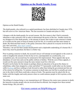 Death Penalty Essay Titles | PDF