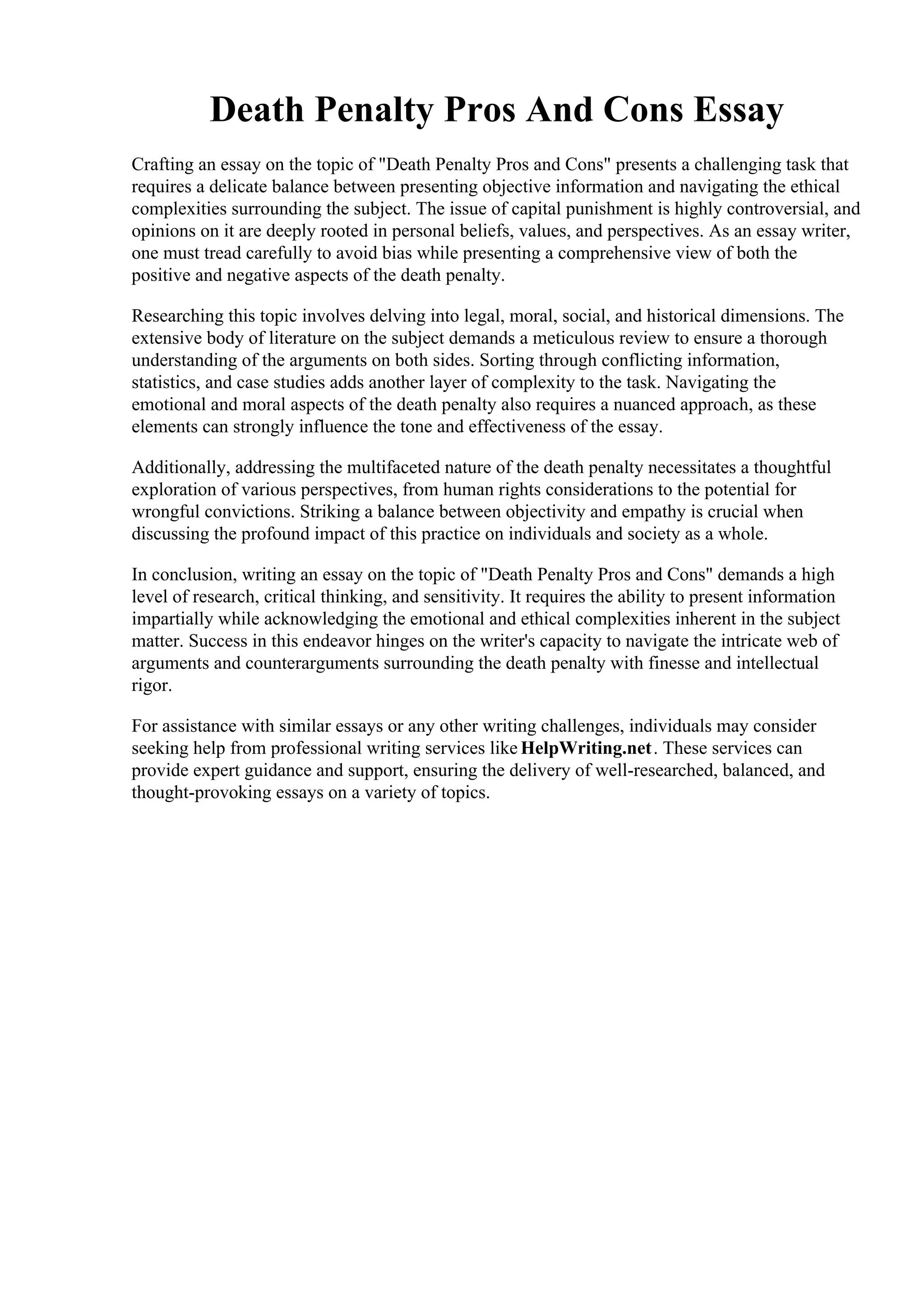 Death Penalty Pros And Cons Essay | PDF | Parenting Babies and Toddlers | Parenting