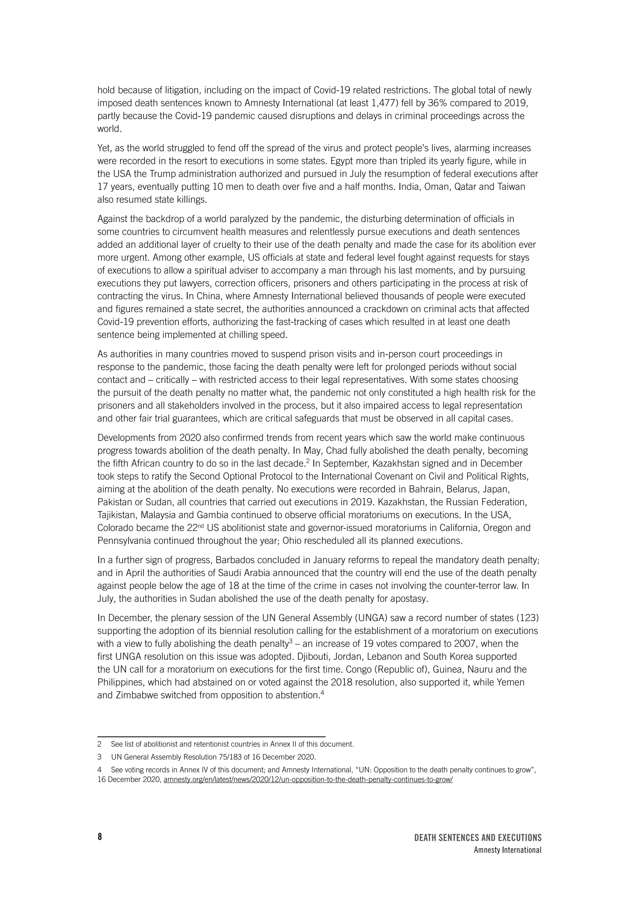 Amnesty International: Death sentences and executions 2020 | PDF