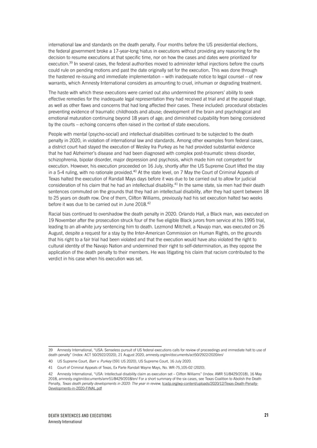 Amnesty International: Death sentences and executions 2020 | PDF