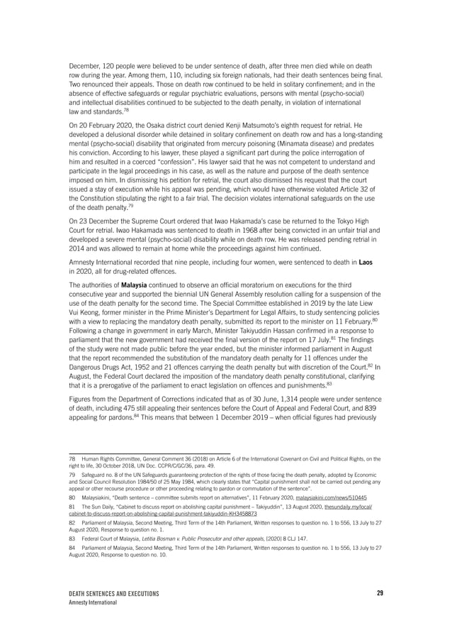Amnesty International: Death sentences and executions 2020 | PDF