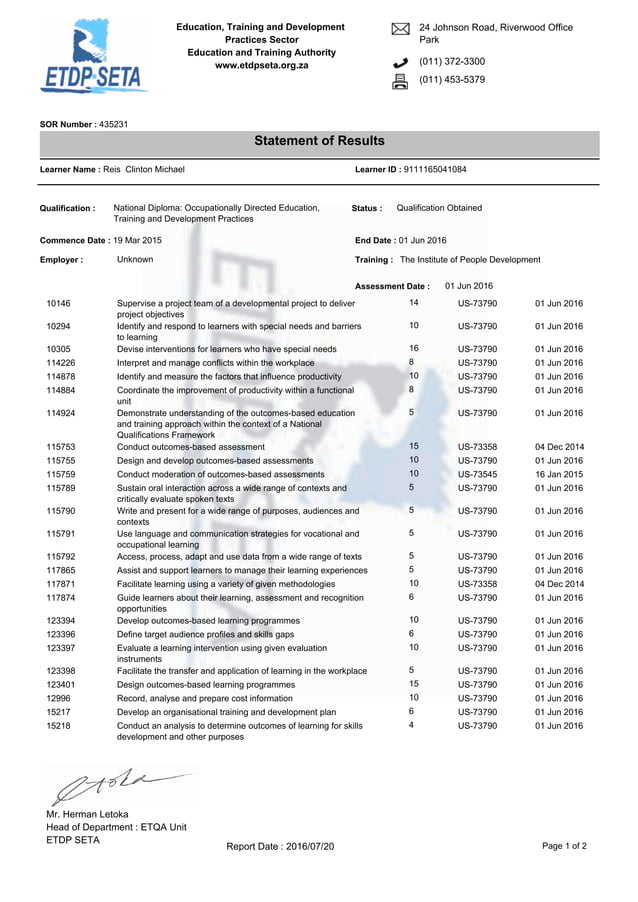 SOR - 50333 - Clinton Reis (OD ETDP) | PDF