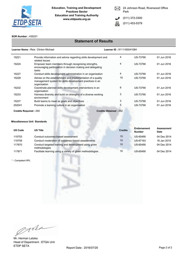 SOR - 50333 - Clinton Reis (OD ETDP) | PDF