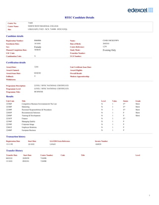 BTEC TRANSCRIPT | PDF
