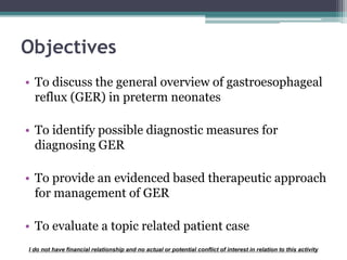 Gastroesophageal Reflux in Preterm Neonate | PPTX