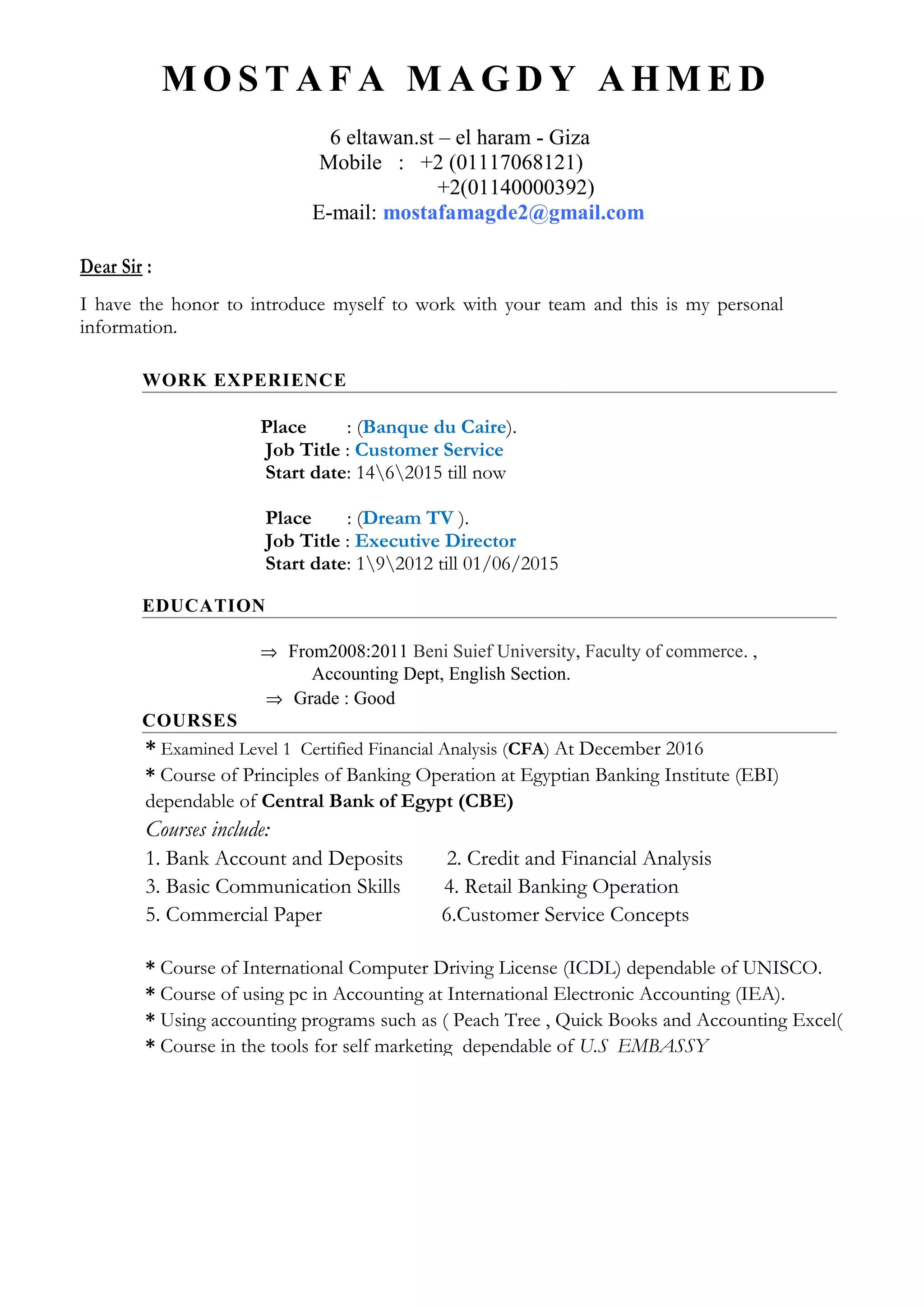 CV . Mostafa magdy | PDF