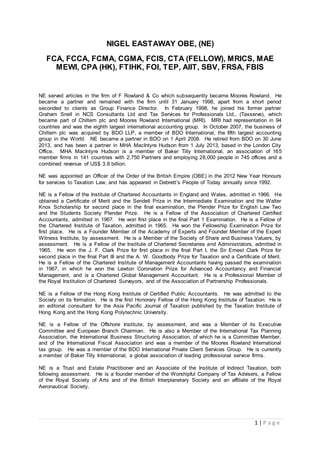 NIGEL EASTAWAY OBE CV 2016 | PDF