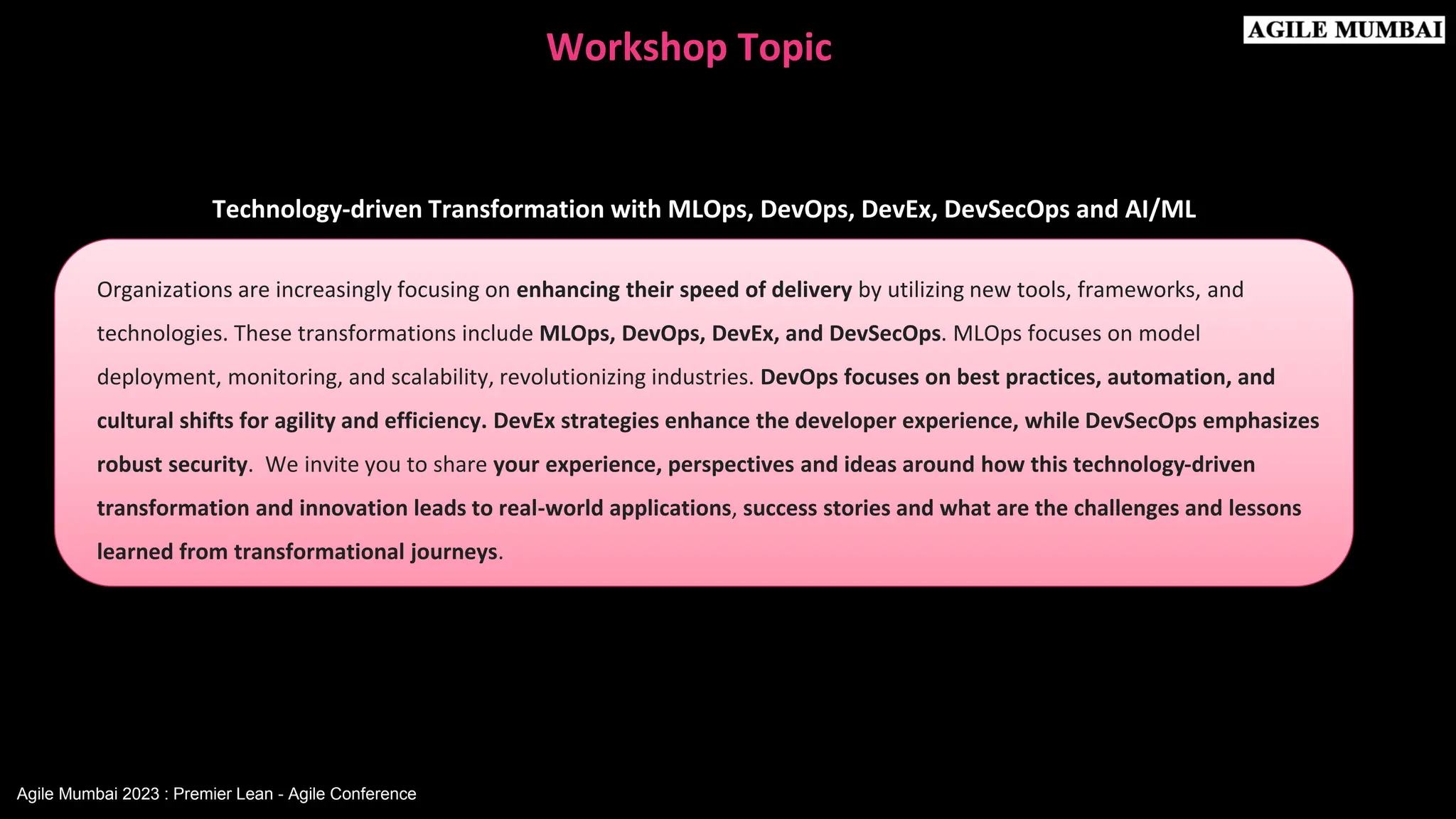 Agile Mumbai 2023 | Modern DevOps Solution through Integrated Software Delivery Platform (ISDP ...