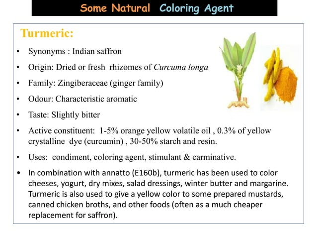 sweetening and coloring agents | PPTX | Chemistry | Science