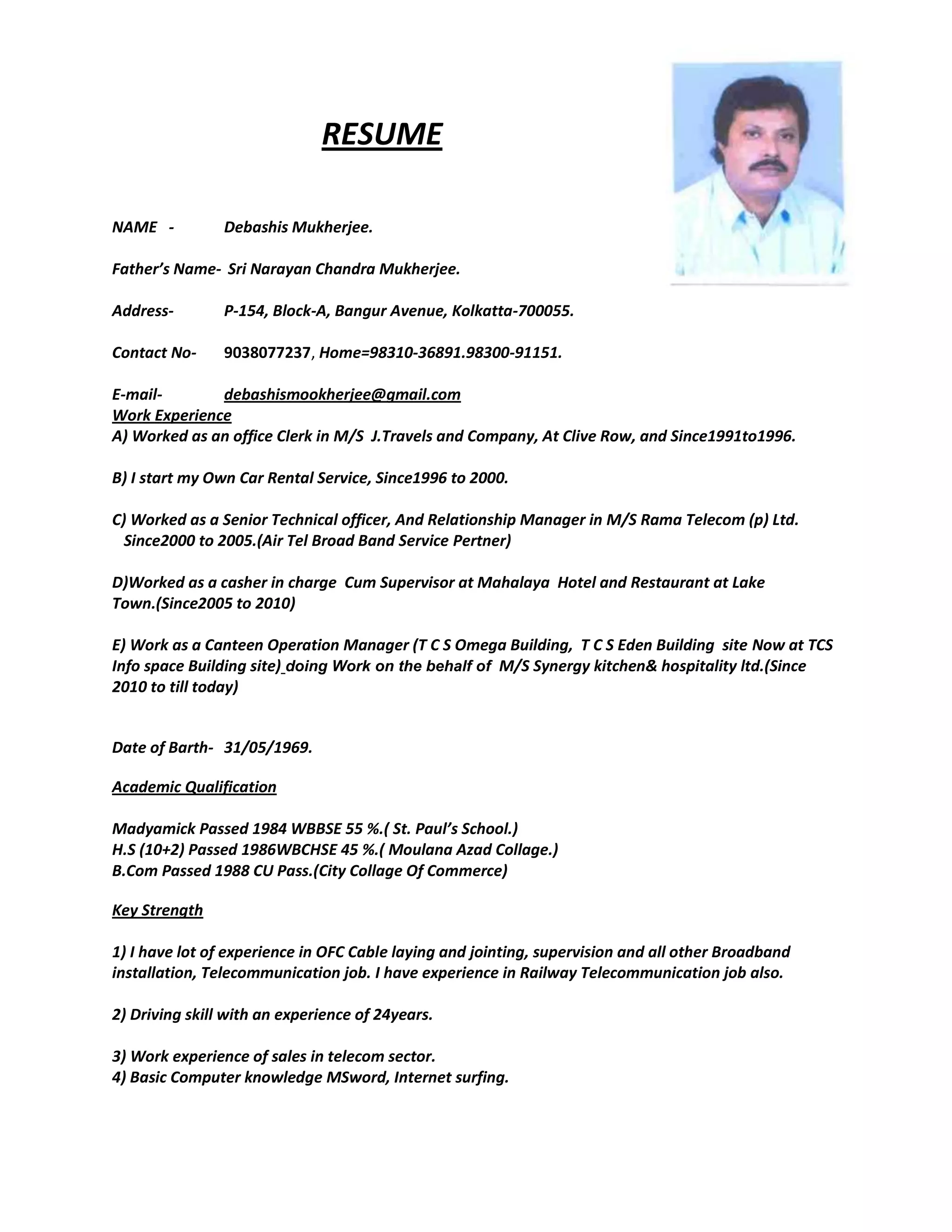 Debashis resume | DOCX