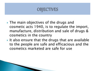 schedule y of drugs and cosmetic acts | PPTX