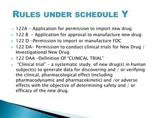 schedule y of drugs and cosmetic acts | PPTX