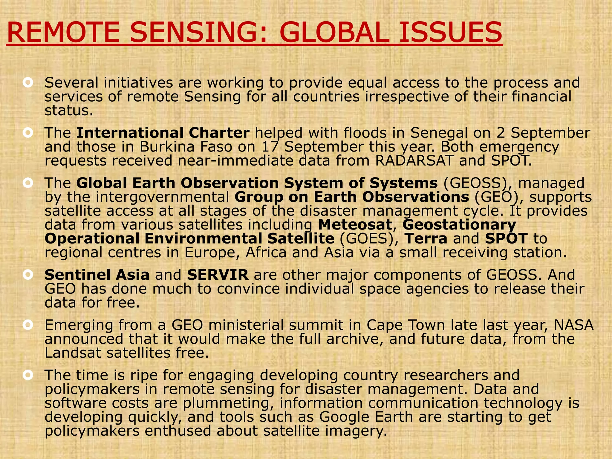 Remote sensing in Disaster management | PPTX