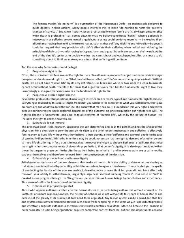Debate - Pro Euthanasia | PDF