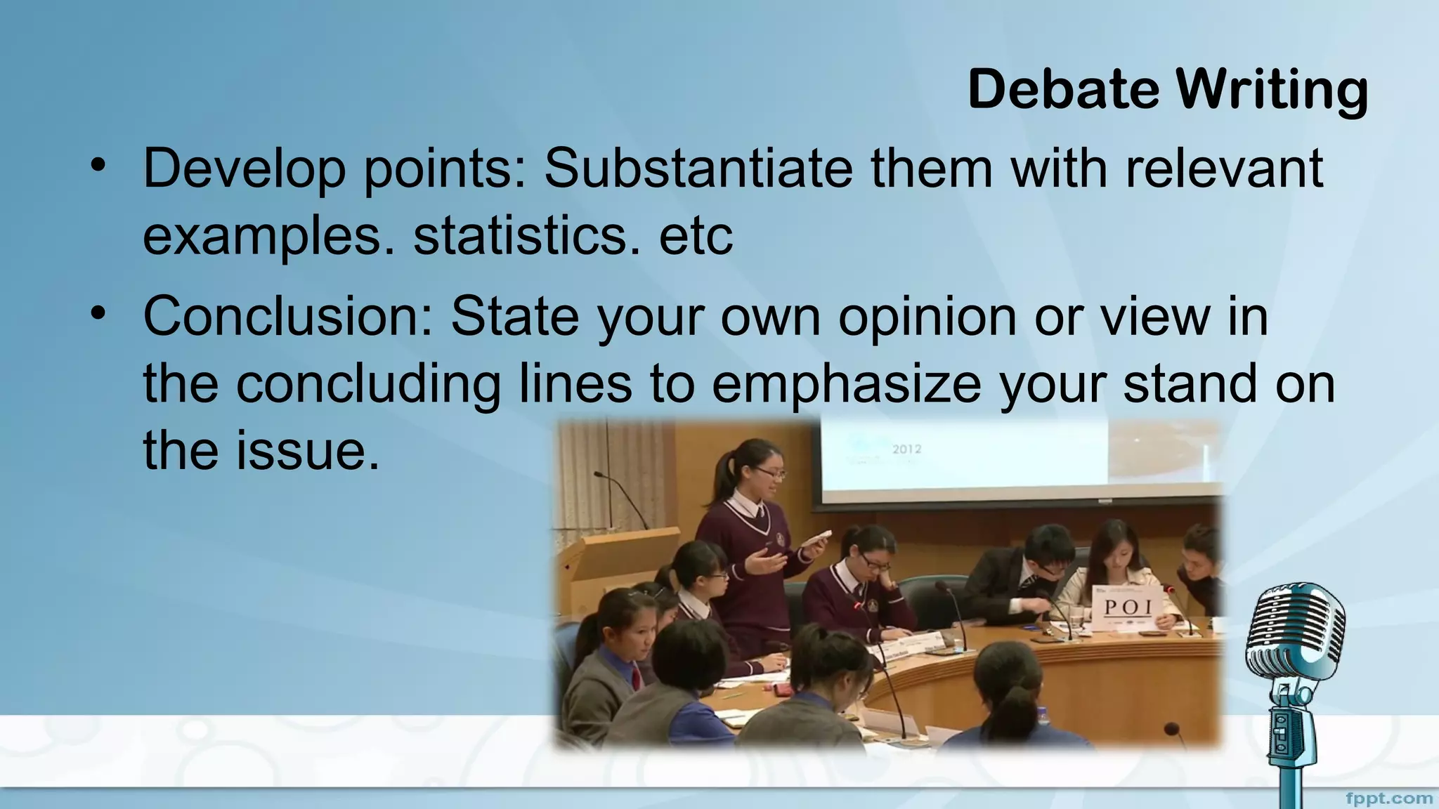 Debate Writing for Class XI & XII | PPT