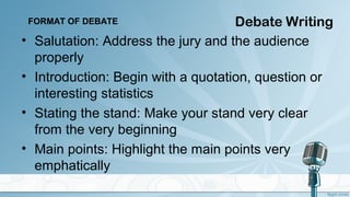Debate Writing for Class XI & XII | PPT