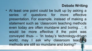 Debate Writing for Class XI & XII | PPT