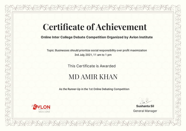 Debate Certificate for someone who wants to see | PDF