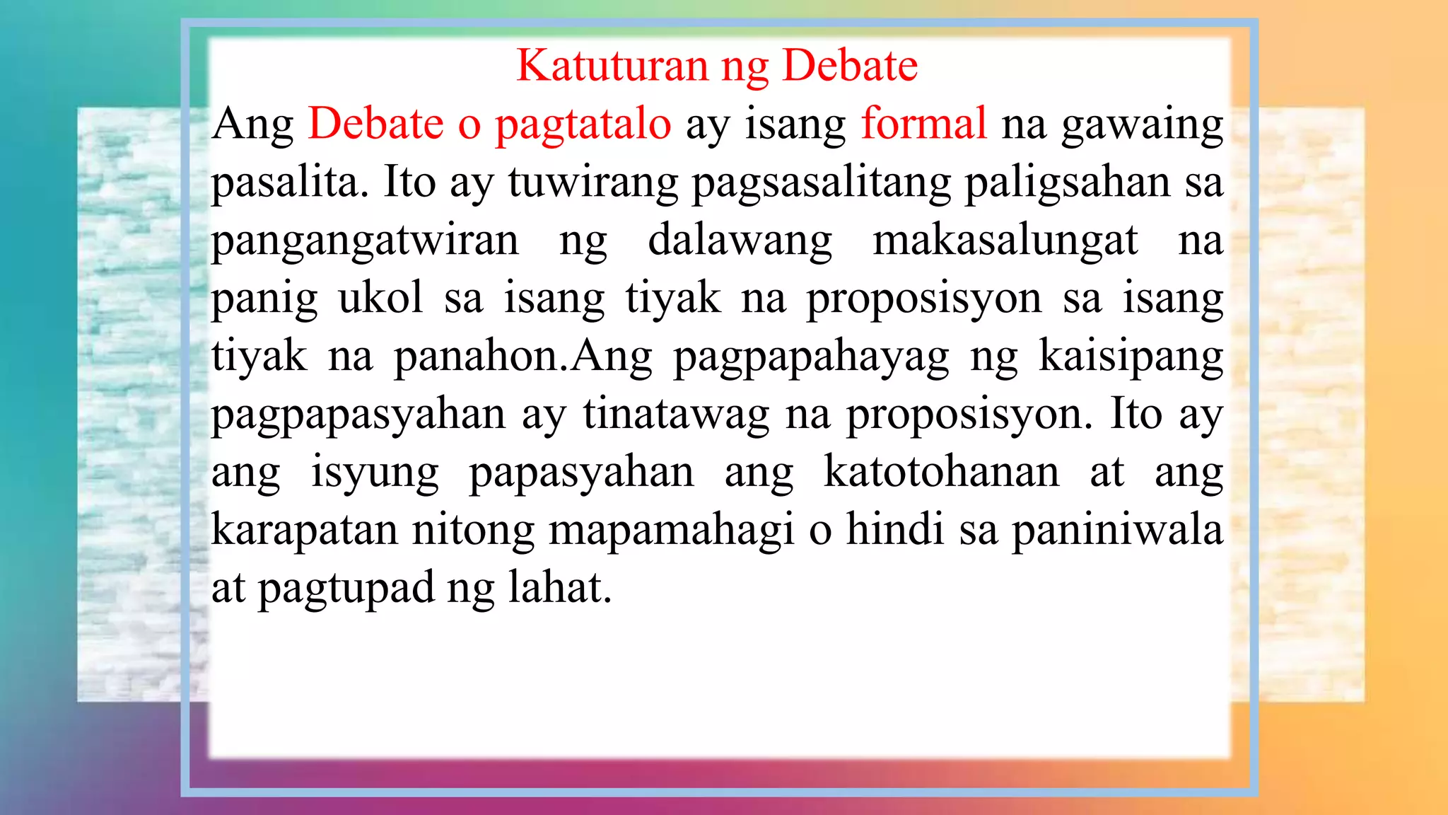 Debate college | PPTX