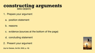 Debate Constructing Arguments (Up for Debate 3rd E) | PPT