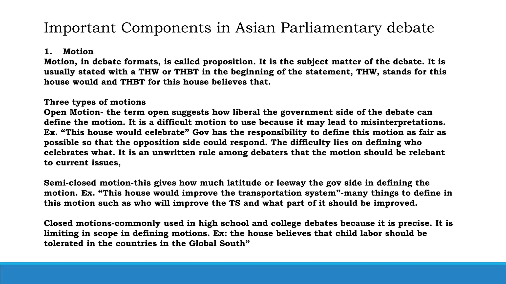 Debate formats-Asian Parliamentary procedure | PPTX
