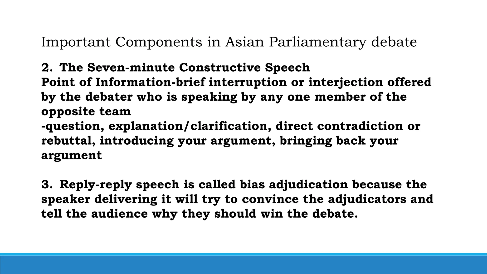 Debate formats-Asian Parliamentary procedure | PPTX