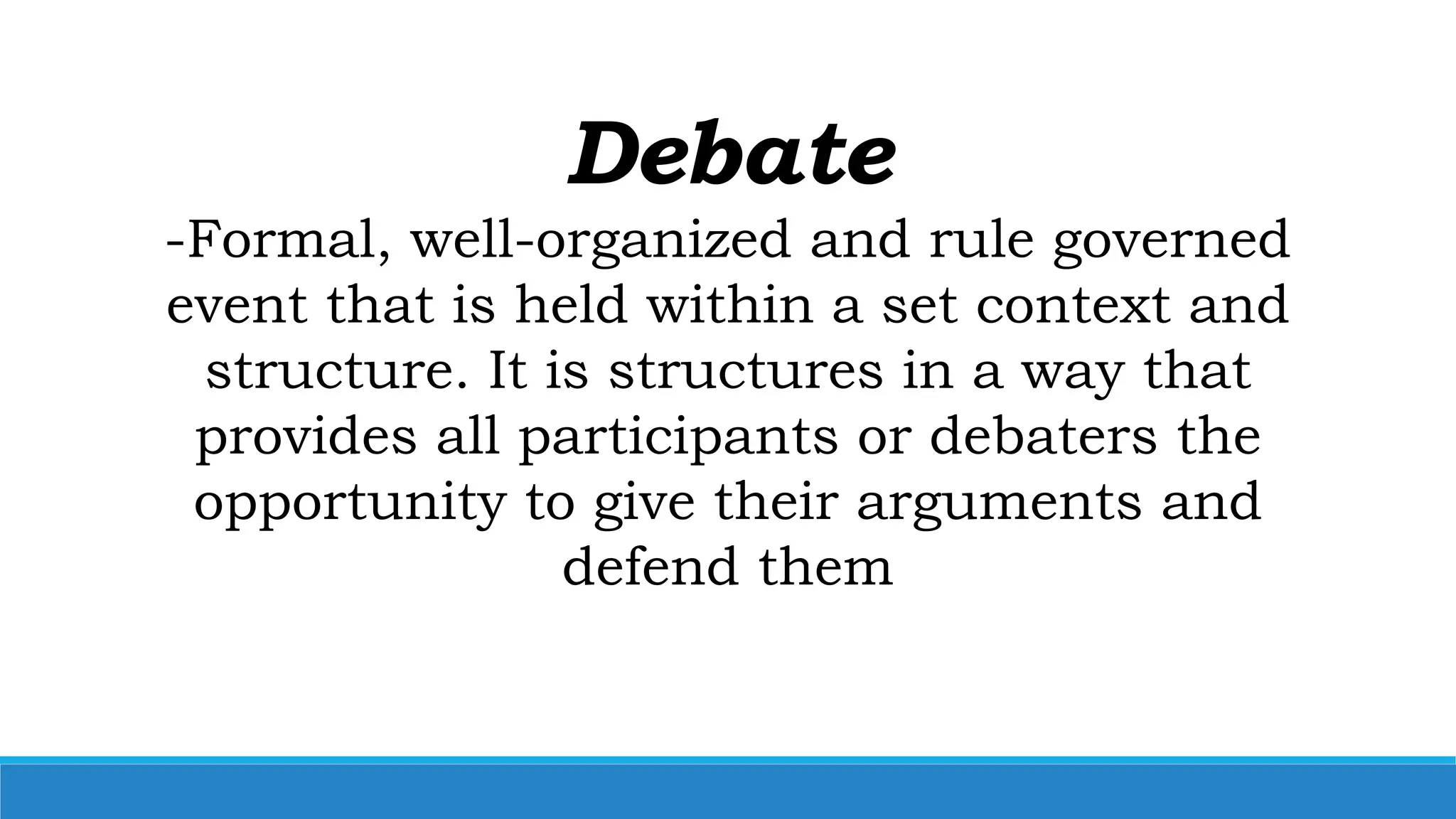 Debate formats-Asian Parliamentary procedure | PPTX